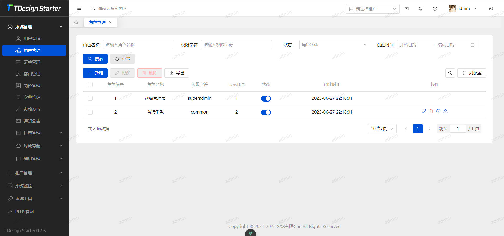 平台简介 | Ruoyi-TDesign